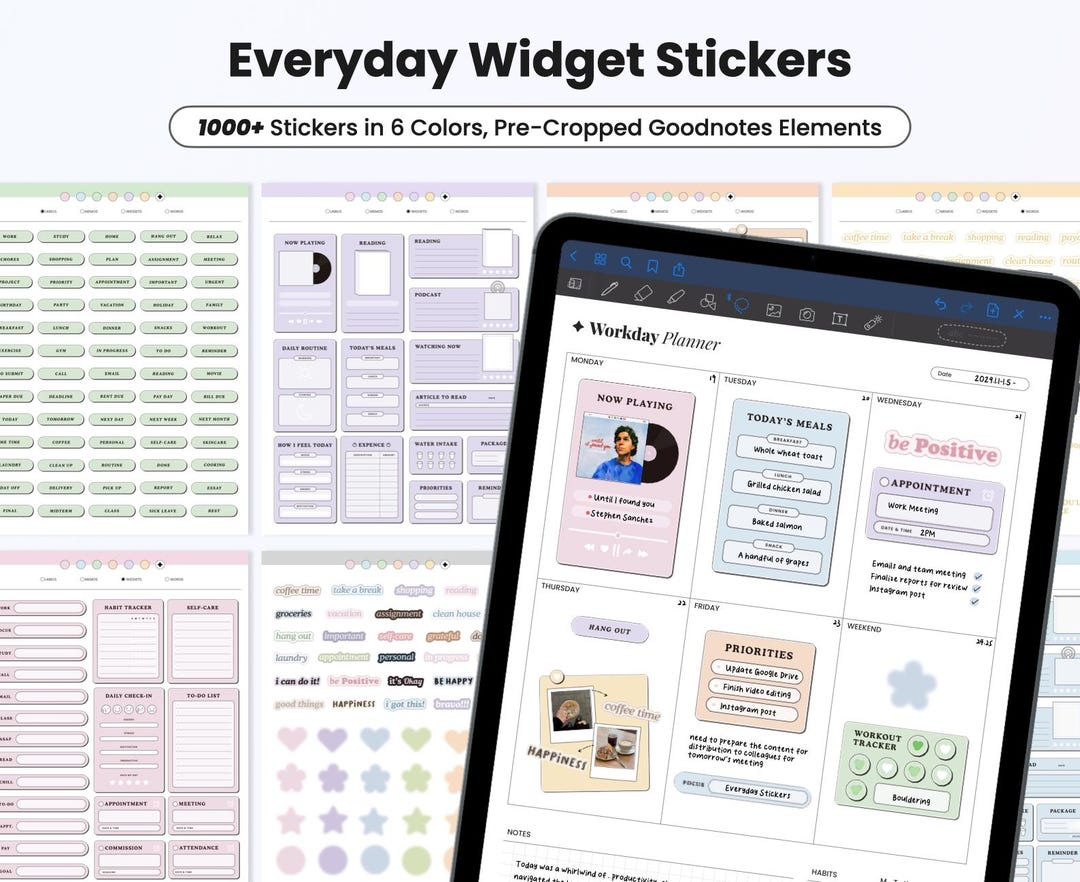 Digital Stickers for Goodnotes Daily Planner Pre-cropped Everyday ...