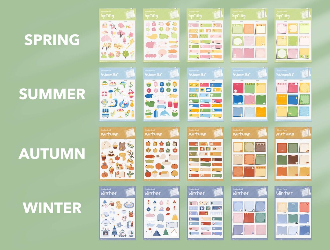 320 Digital Planner Four Seasons Stickers Goodnotes File - Etsy