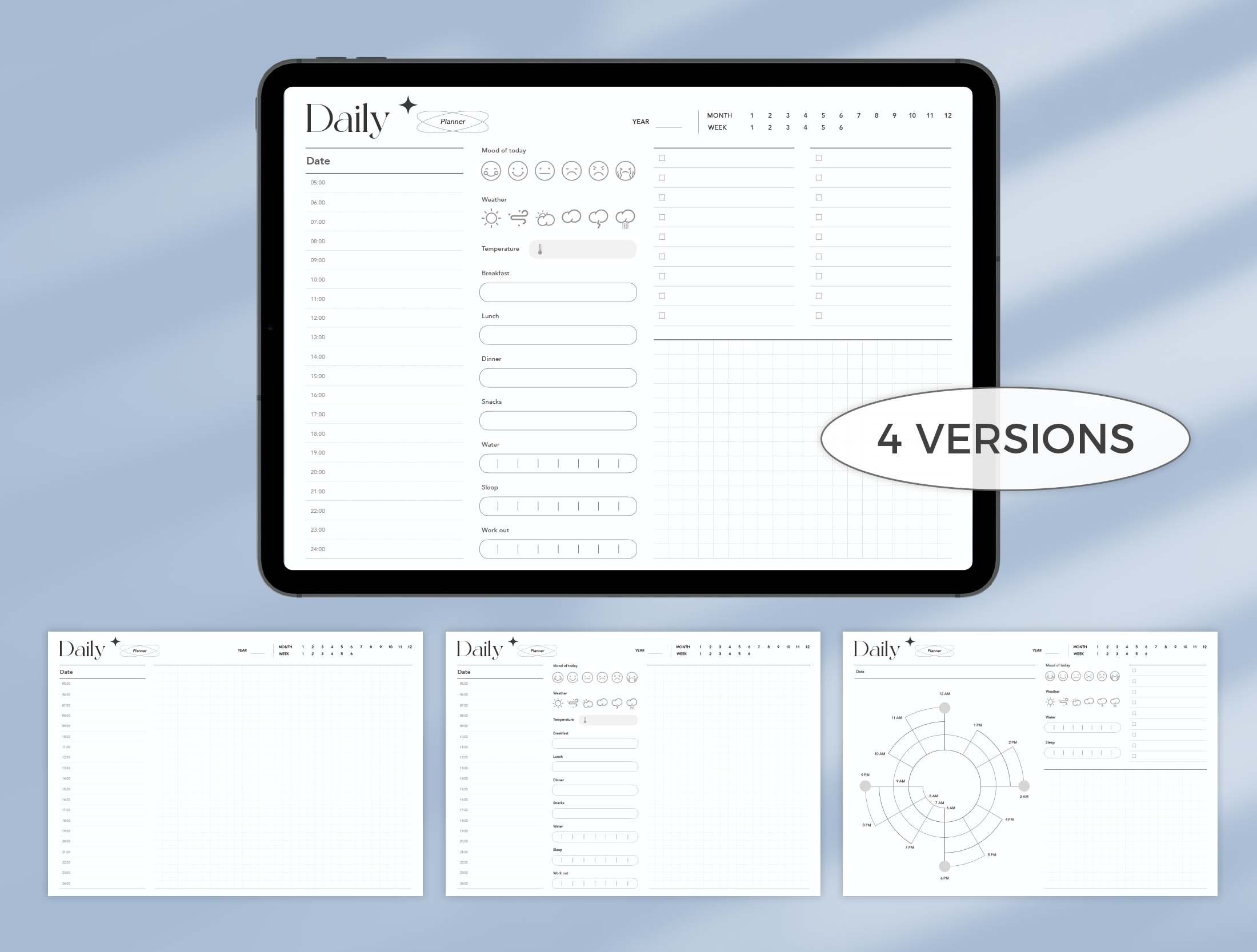 Daily Planner Printable Goodnotes Notability Undated Schedule Digital ...