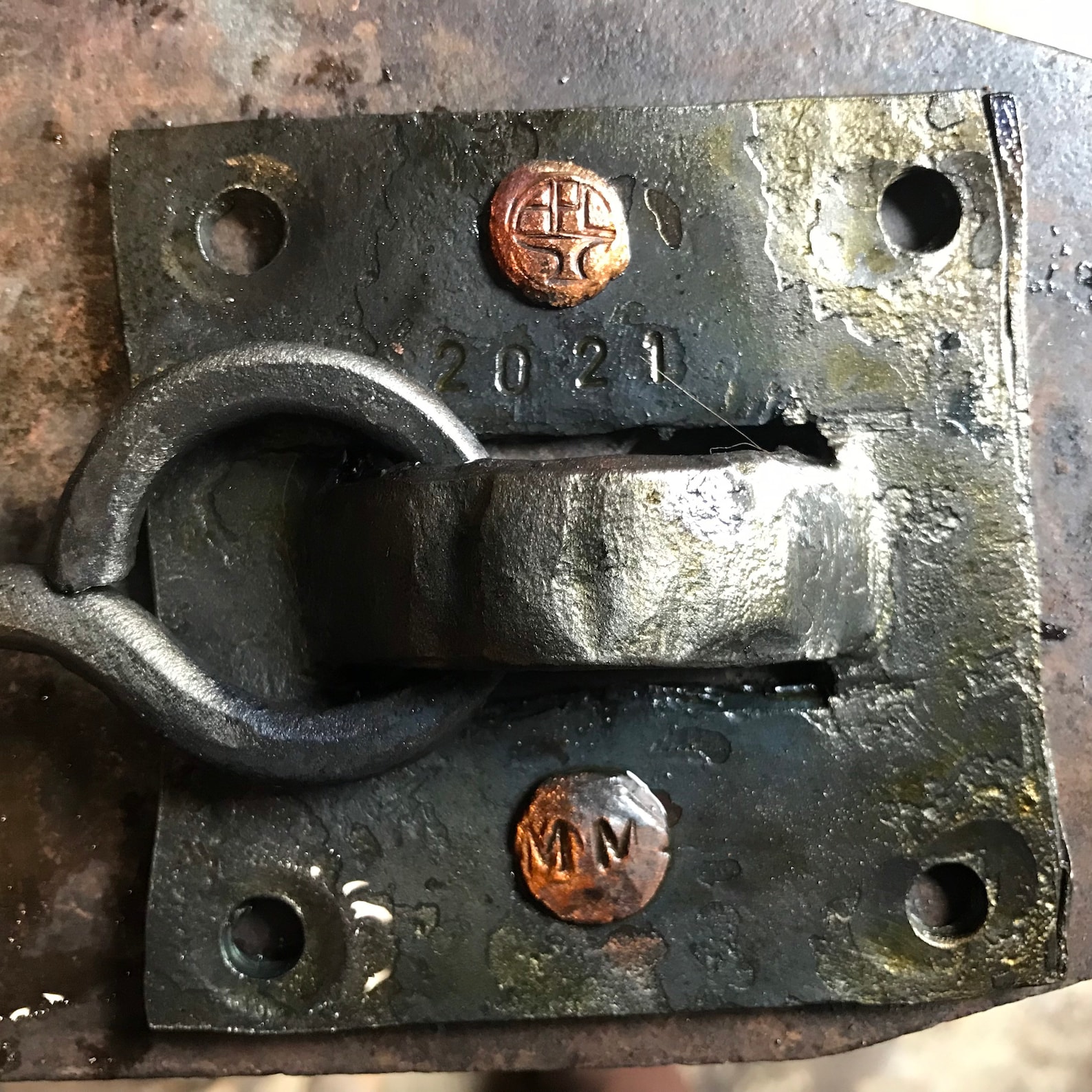 Rustic latch with copper accents | Etsy