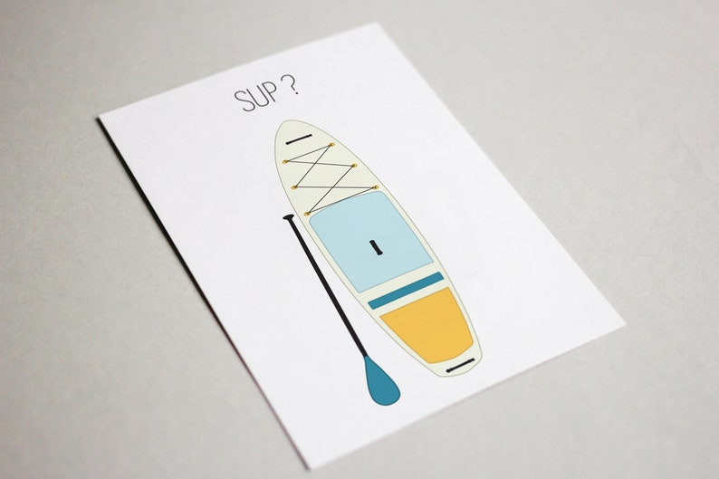 Funny Greeting Card - Stand up Paddleboard (SUP) - Sup? (what's Up?) - Etsy