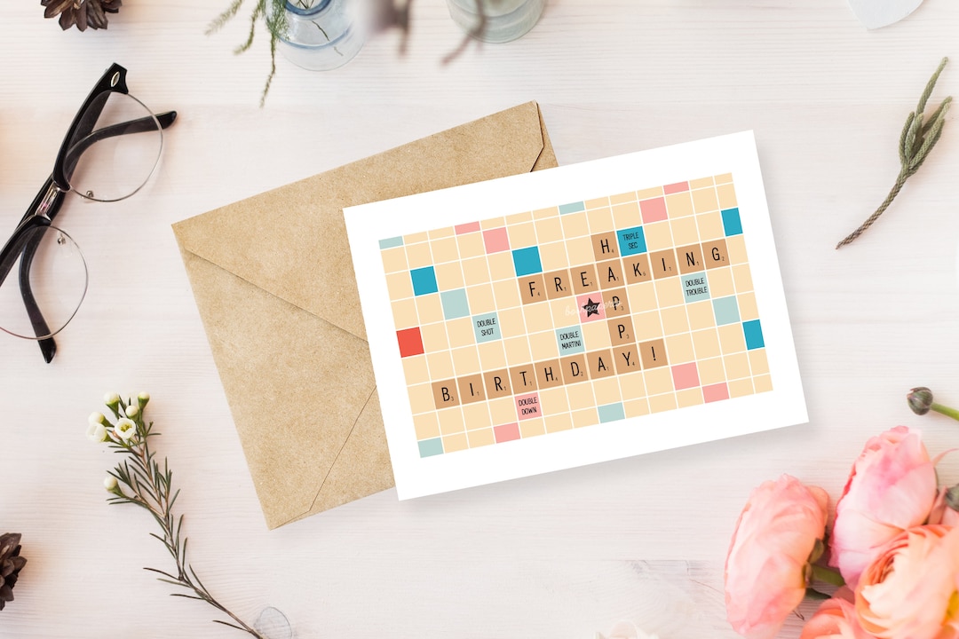 Funny Birthday Greeting Card - Scrabble-themed - Happy Freaking ...