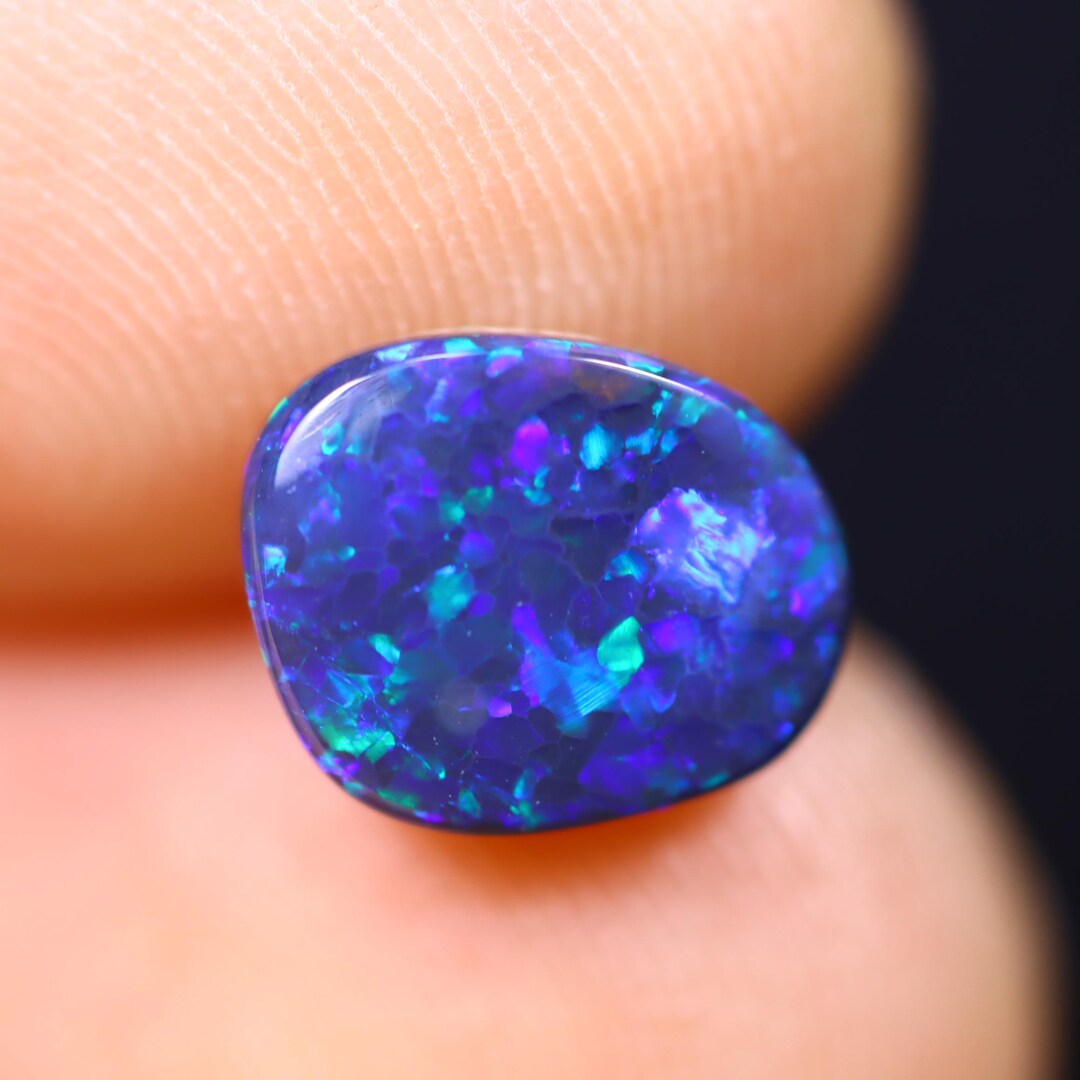 0.98cts Natural Lightning Ridge Black Opal, Polished Australian LR Opal - PAOBMD7581 - Etsy