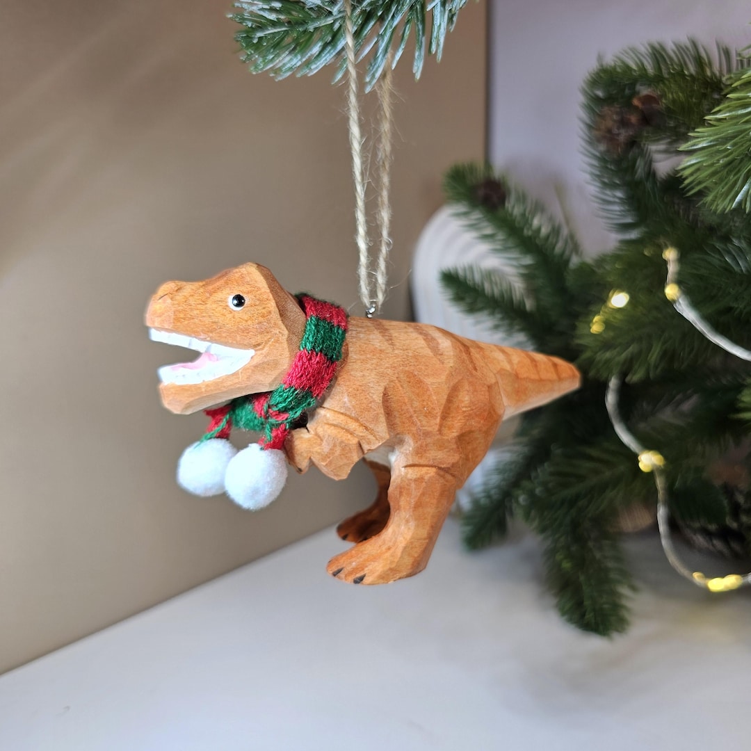 Tyrannosaurus Rex Christmas Tree Ornament With Mini Scarf - Gift Box ...
