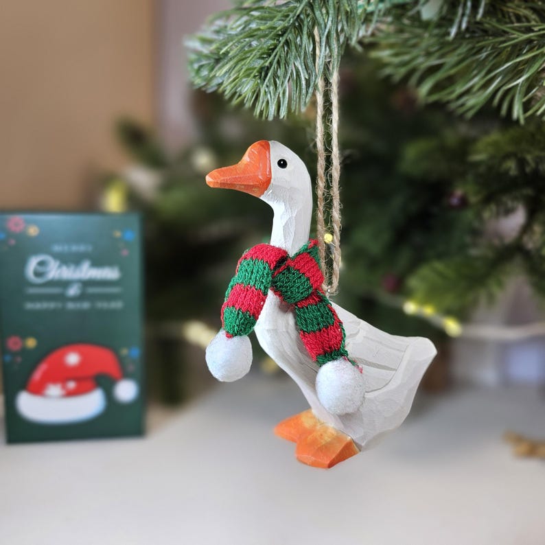 Adorable Goose With Mini Scarf Hanging Christmas Tree Ornaments - Gift ...