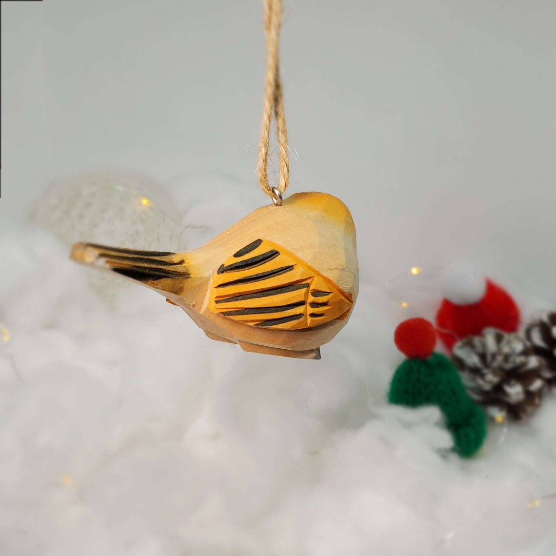 Chubby Bird Figurines Hand Carved Painted Wooden Animal Home - Etsy