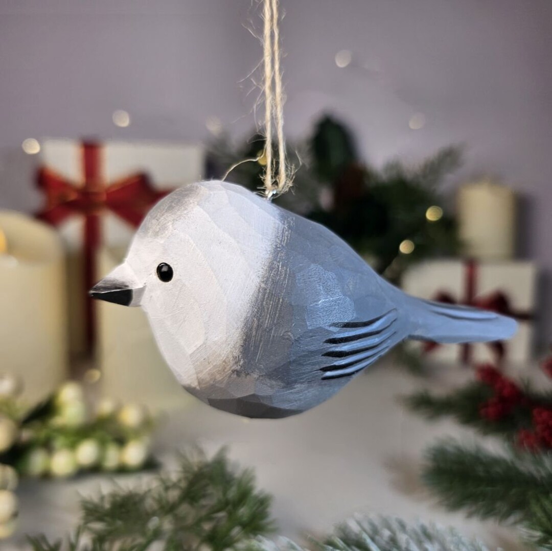 Handcrafted Canada Jay Wooden Christmas Ornament: Eco-friendly Bird ...