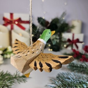Handcrafted Mallard Duck Wooden Christmas Tree Ornaments | Rustic ...