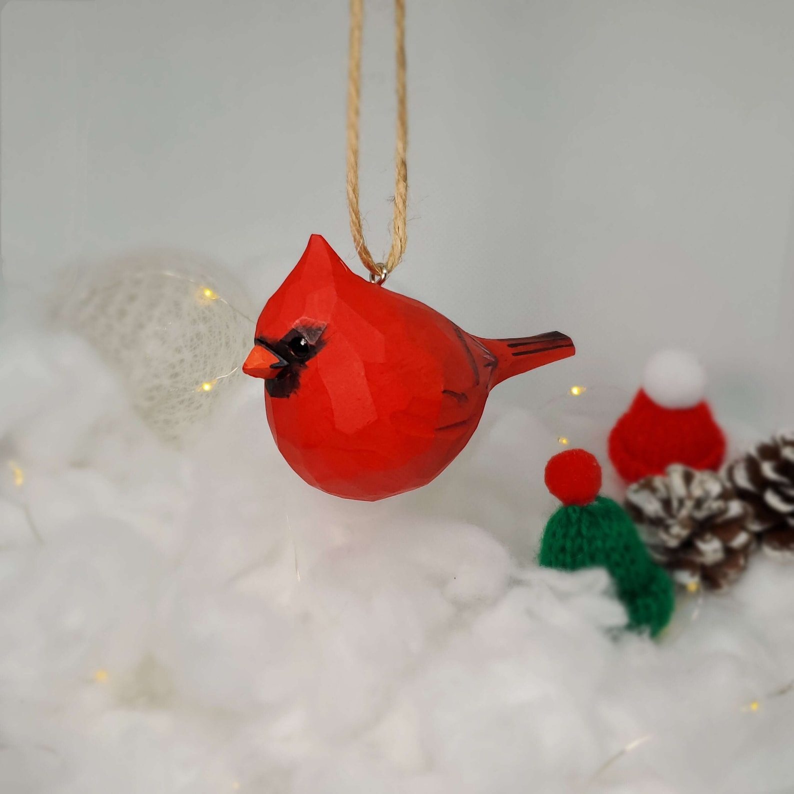 Northern Cardinal Ornaments Male Christmas Decor Hand Carved - Etsy