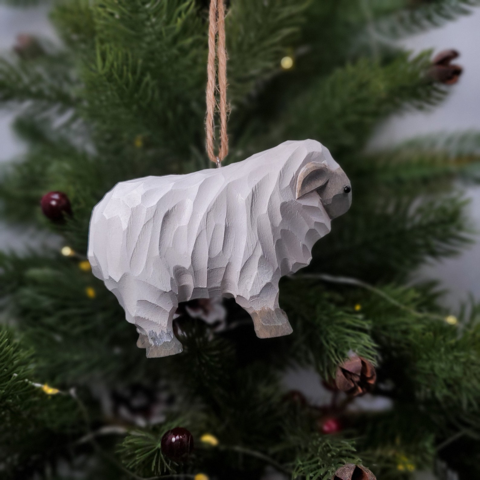 Sheep Figurines Hand Carved Painted Wooden Animal Home Decor - Etsy