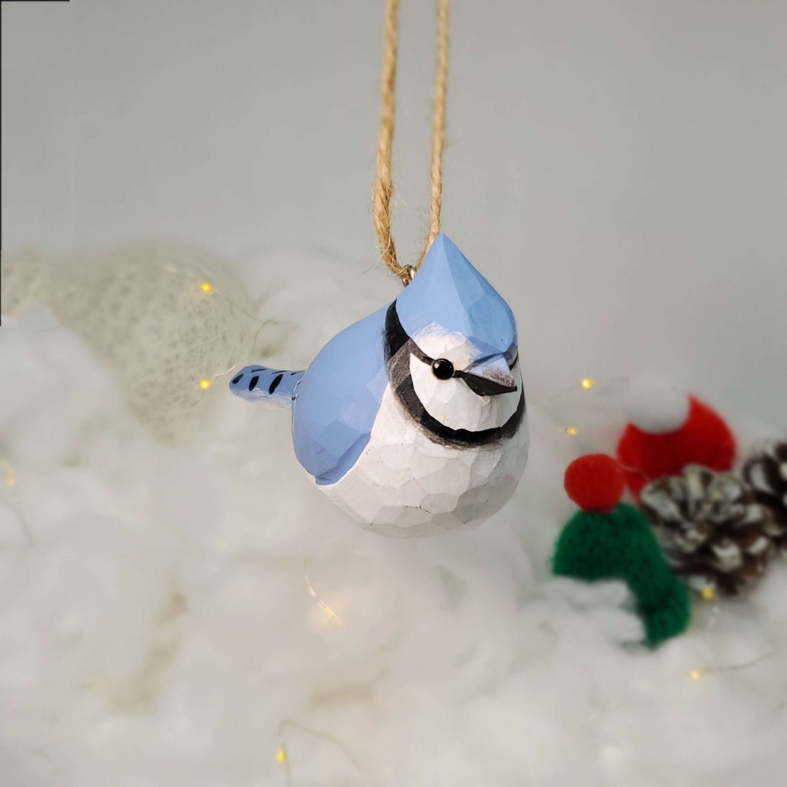 Blue Jay Hanging Christmas Ornaments Wooden Hand Carved - Etsy