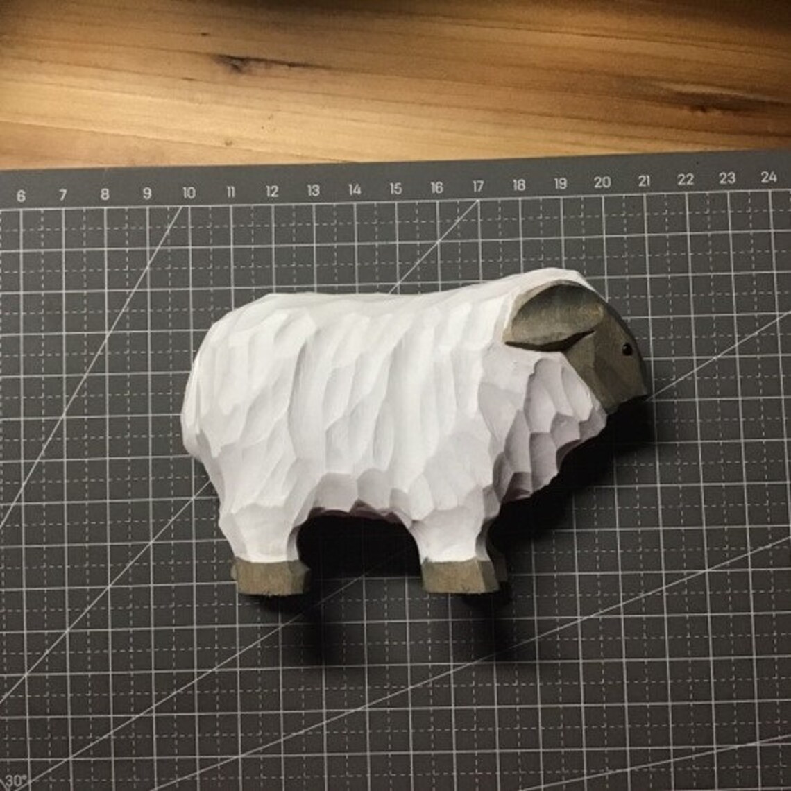 Sheep Figurines Hand Carved Painted Wooden Animal Home Decor | Etsy