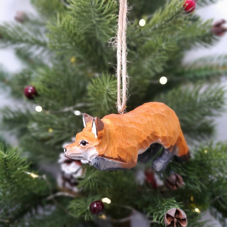 Fox Figurines Hand Carved Painted Wooden Animal Home Decor - Etsy