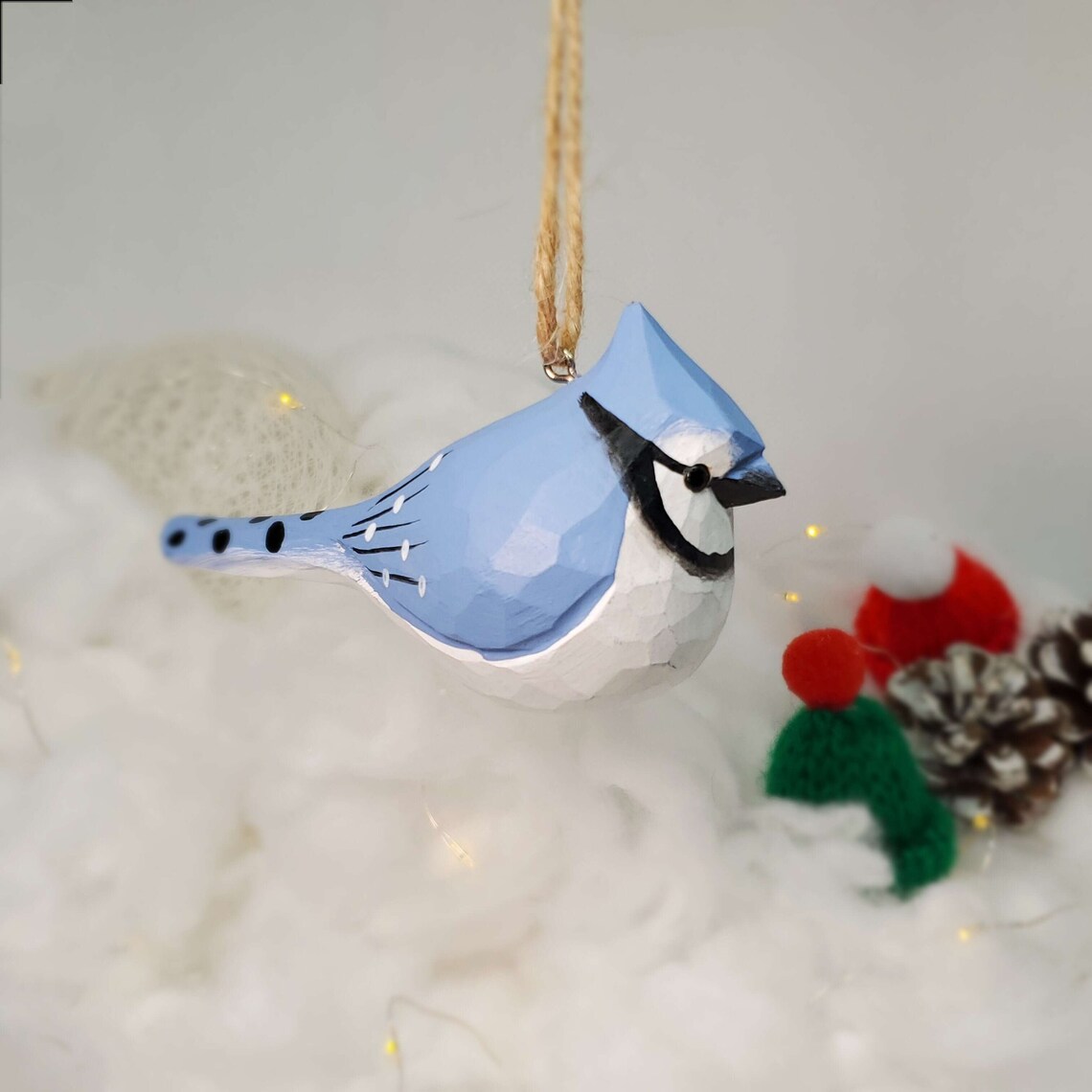 Blue Jay Hanging Christmas Ornaments Wooden Hand Carved - Etsy