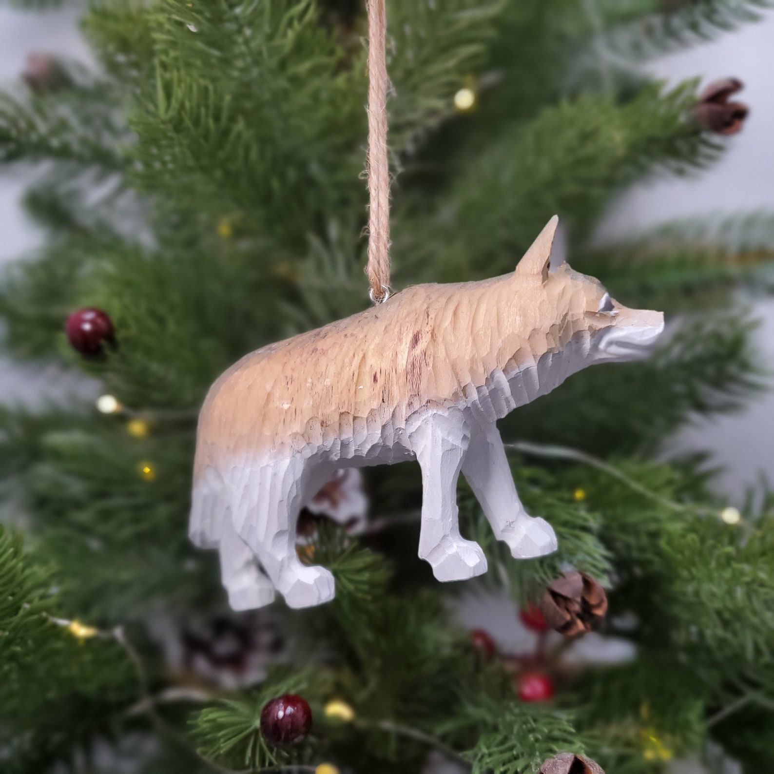 Wolf Figurines Hand Carved Painted Wooden Animal Home Decor - Etsy