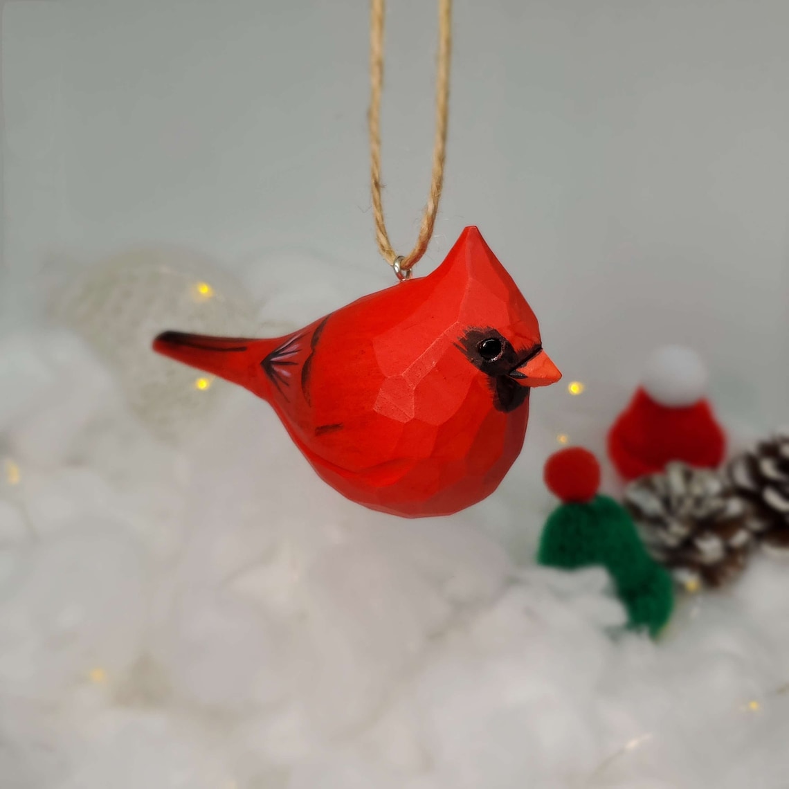 Northern Cardinal Ornaments Male Christmas Decor Hand Carved - Etsy