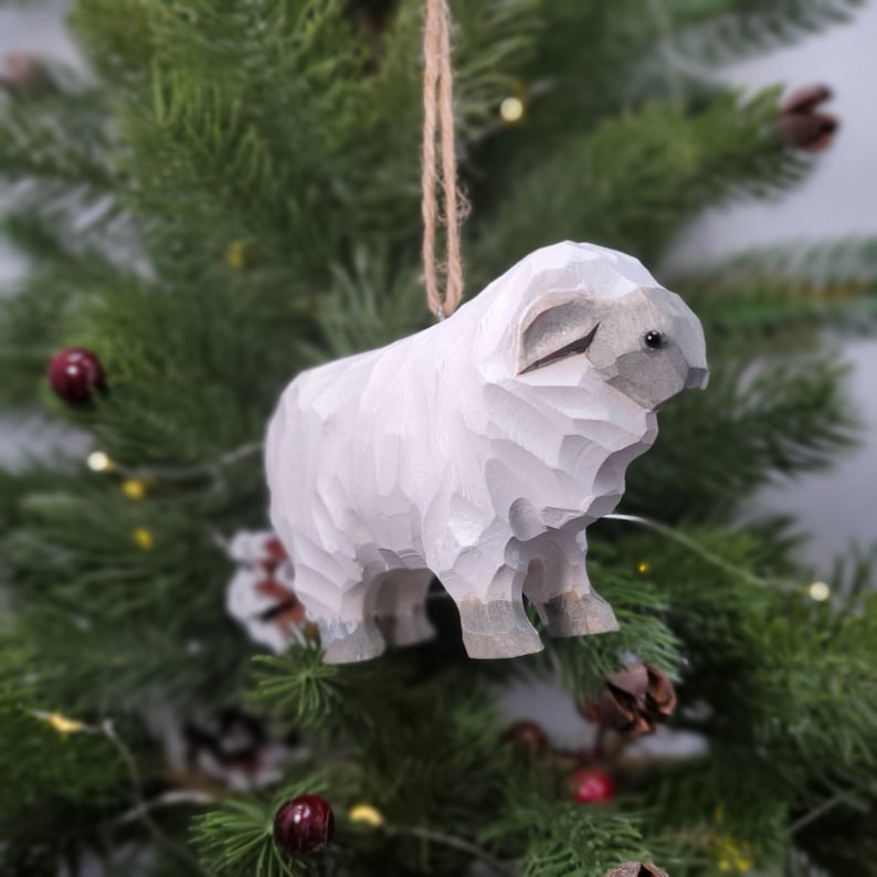 Sheep Figurines Hand Carved Painted Wooden Animal Home Decor - Etsy