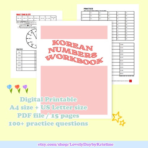 Learn Korean Particles Printable Workbook Learn Korean | Etsy