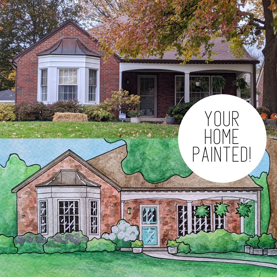 Hand Painted Custom House Portrait - Personalized Architecture ...