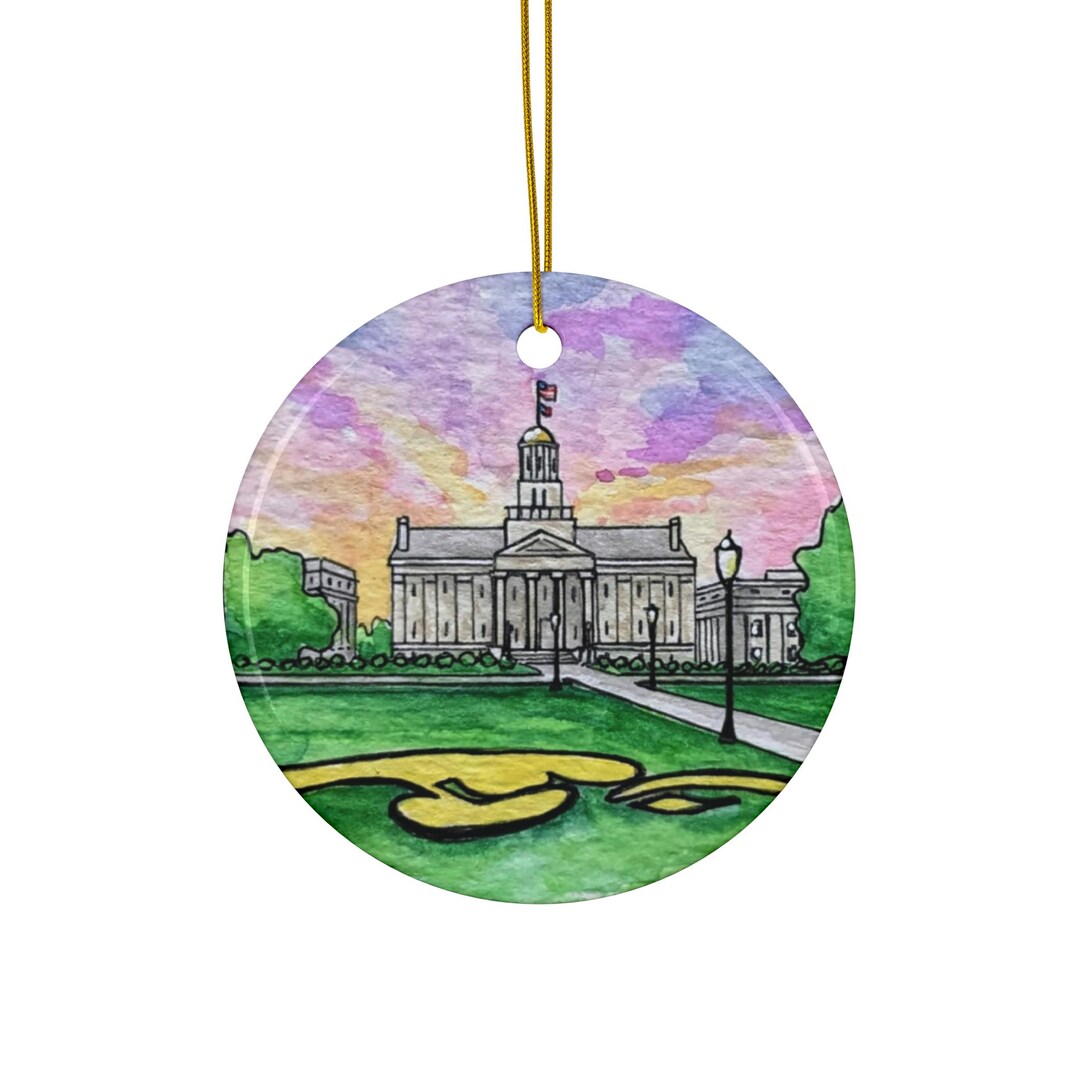 UI Ceramic Ornament - Heart or Circle - University of Iowa - Hand ...