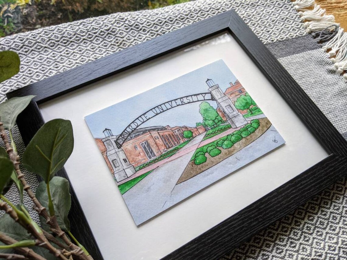 Purdue University Arch Hand Painted Watercolor Artwork Giclee - Etsy