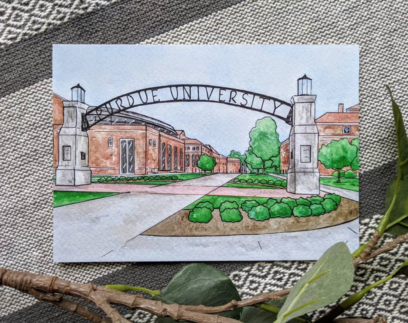 Purdue University Arch Hand Painted Watercolor Artwork Giclee - Etsy