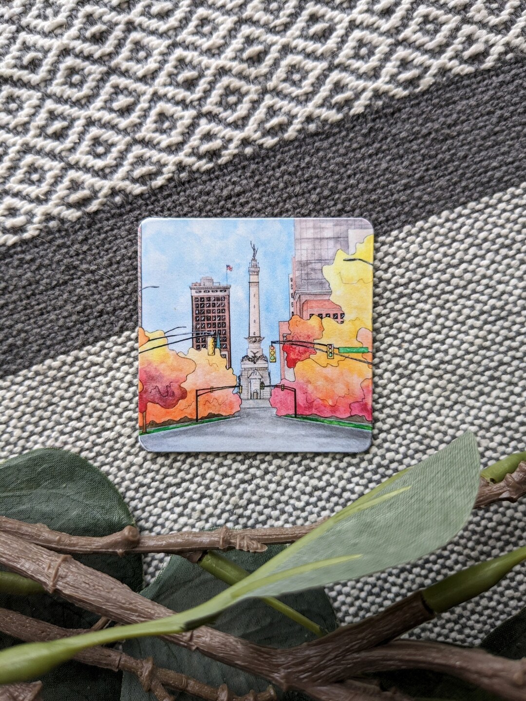 Magnet - Downtown Indy in Autumn - Illustration Art - Indianapolis ...