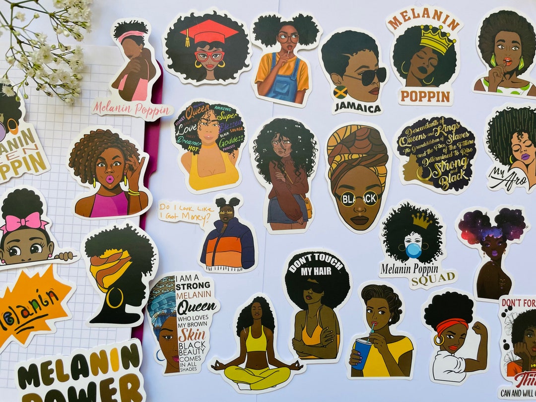 Black Girl Stickers | Melanin Poppin Stickers | Beautiful Black Women ...