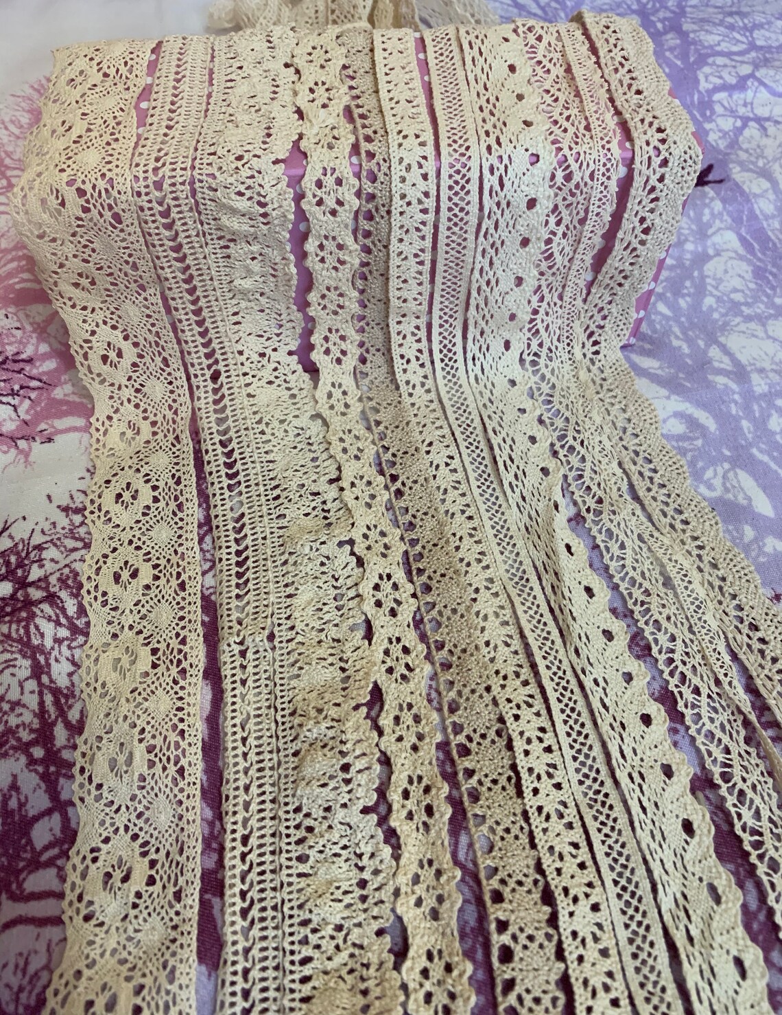 Lace Trim lot Scrap pack Cotton Lace Mix Media Ivory | Etsy