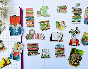 Books and Reading Sticker Sheet Library Stickers Bookworm - Etsy