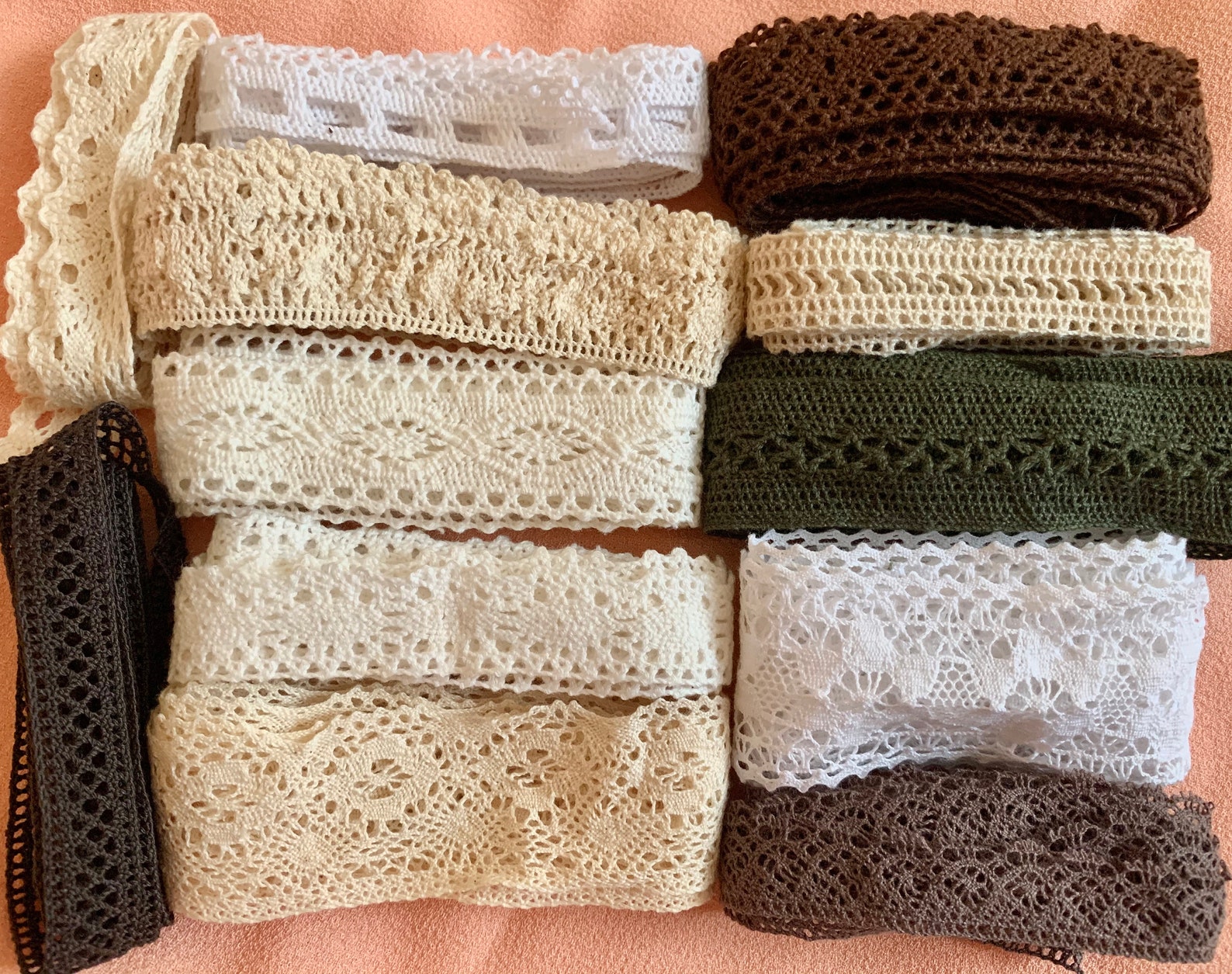 Lace Trim lot Scrap pack Cotton Lace Mix Media Ivory | Etsy