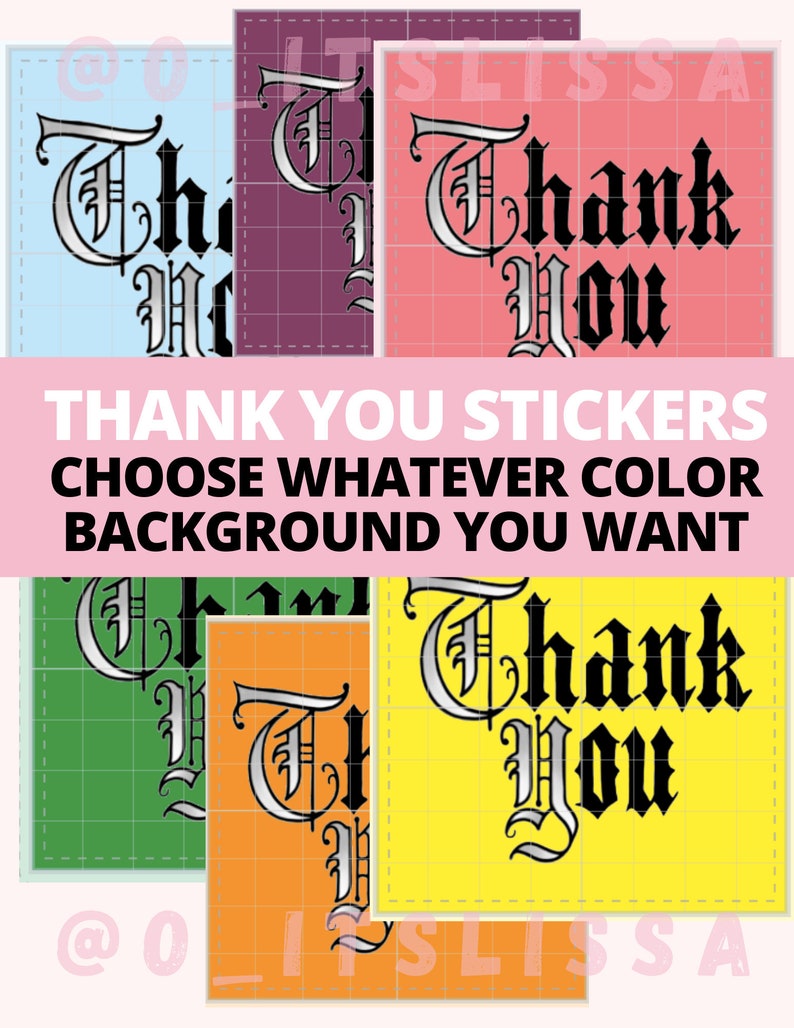 THANK YOU STICKERS | Tattoo Gothic Font Style Lettering for Small ...
