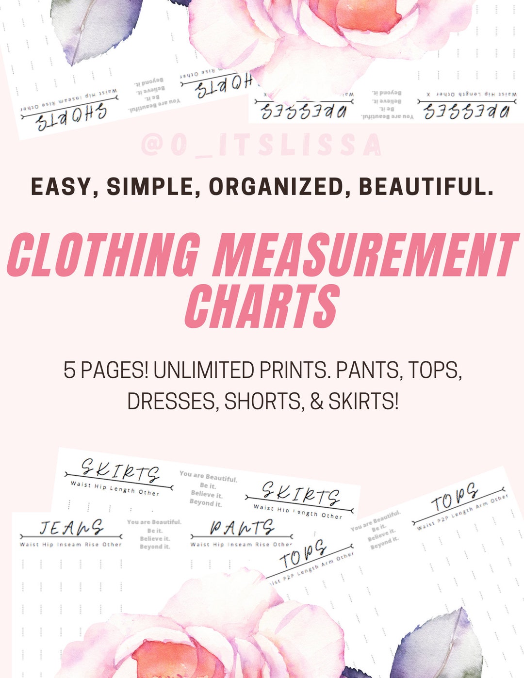 Best Seller | CLOTHING MEASUREMENT CHARTS, Reseller Supplies, Clothing ...