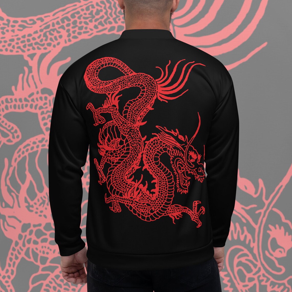 Dragon Bomber Jacket Chinese Dragon Jacket Red Dragon - Etsy