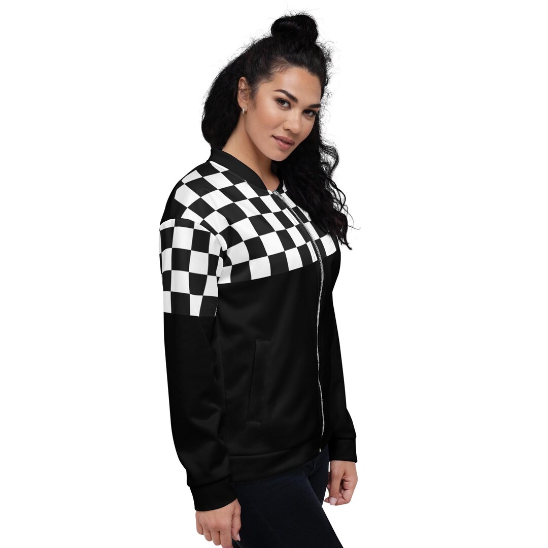 Checkerboard Jacket, Chessboard Bomber Jacket, Black and White, Checker ...