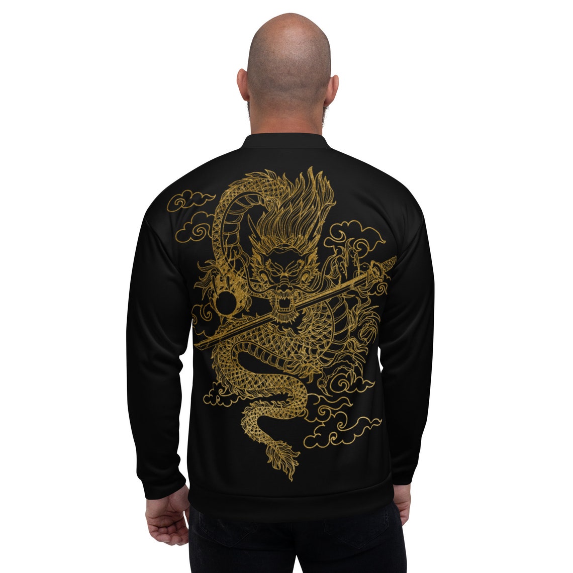 Dragon Bomber Jacket Chinese Dragon Jacket Golden Dragon - Etsy