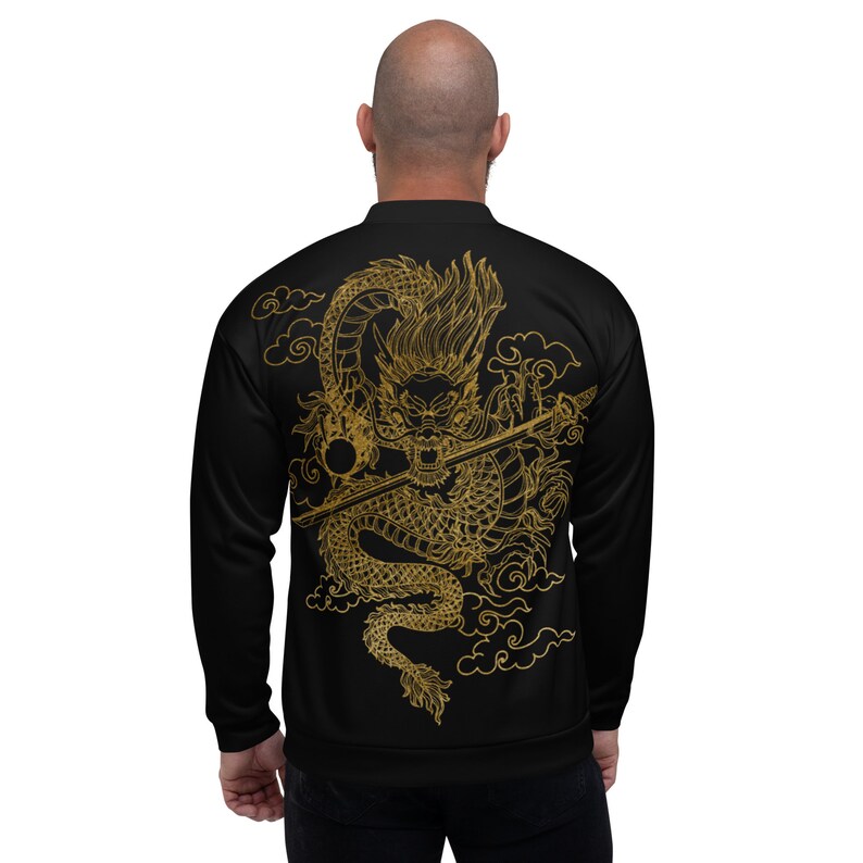Dragon Bomber Jacket Chinese Dragon Jacket Golden Dragon - Etsy