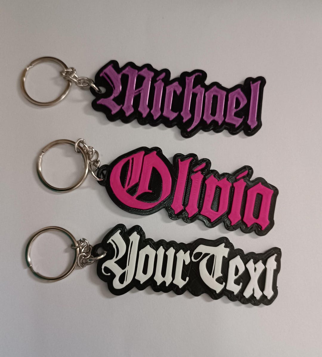 Custom Goth Style Keychain - Goth Bag Tag - Spooky Name - Personalized ...