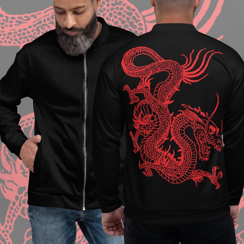 Dragon Bomber Jacket Chinese Dragon Jacket Red Dragon - Etsy