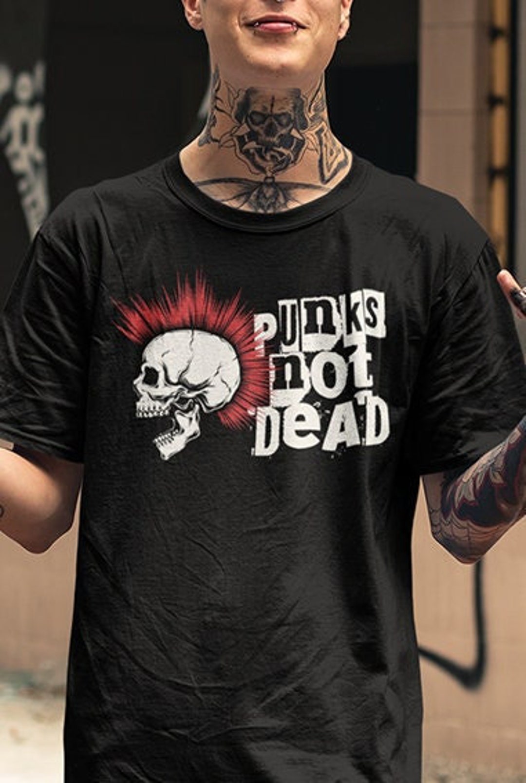 Punks Not Dead, Skull With Mohawk, Punk Rock Shirt, Punk Skull Shirt ...