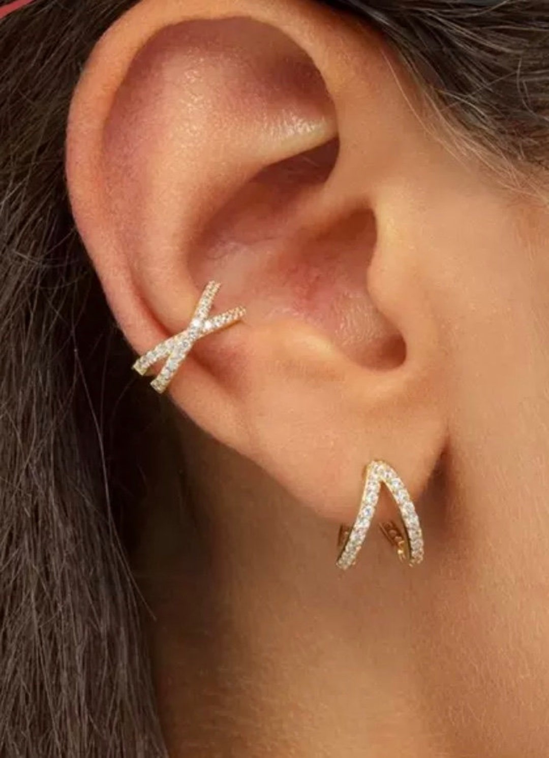 Helix Clamp Silver-colored or Gold-colored With Zirconia Made of ...