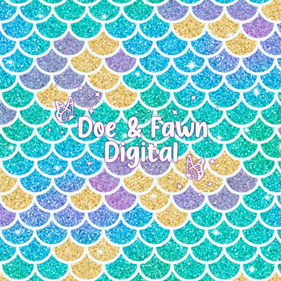 Rainbow Glitter Mermaid 2 Ombré Seamless File Fish Scales Digital Paper ...