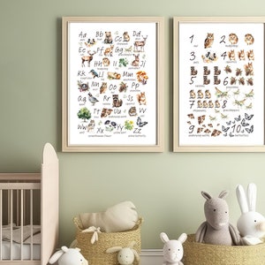 ABC and Numbers Nursery Poster Set With Forest Animals for Montessori ...