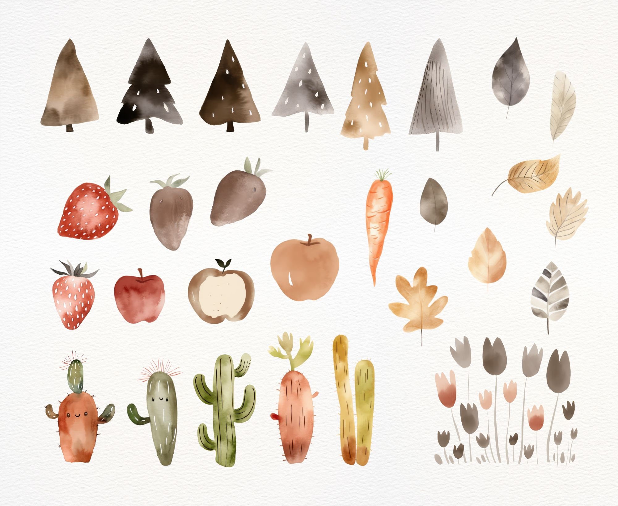 Boho Nursery Watercolor Clipart With Transparent Background, Baby ...