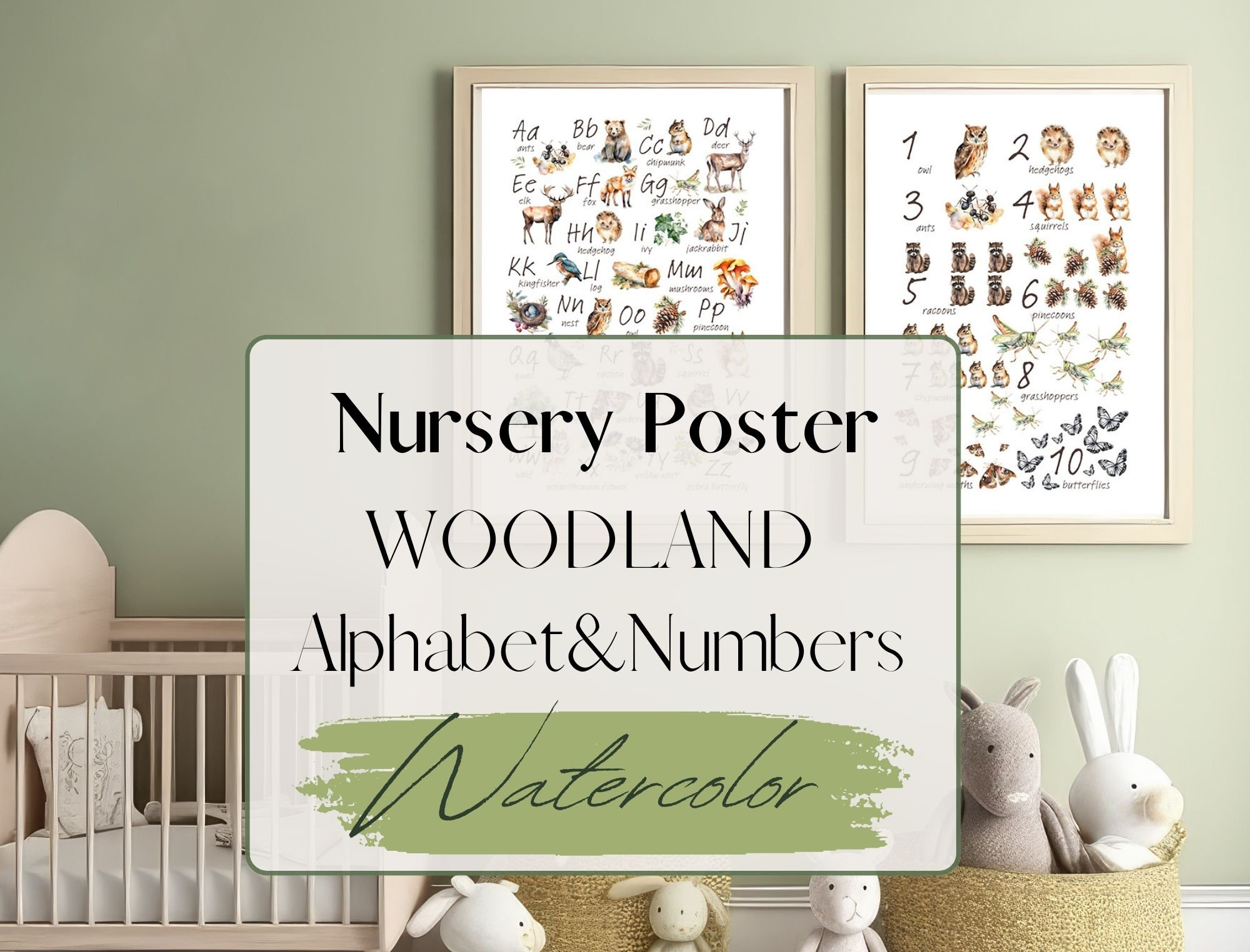 ABC and Numbers Nursery Poster Set With Forest Animals for Montessori ...