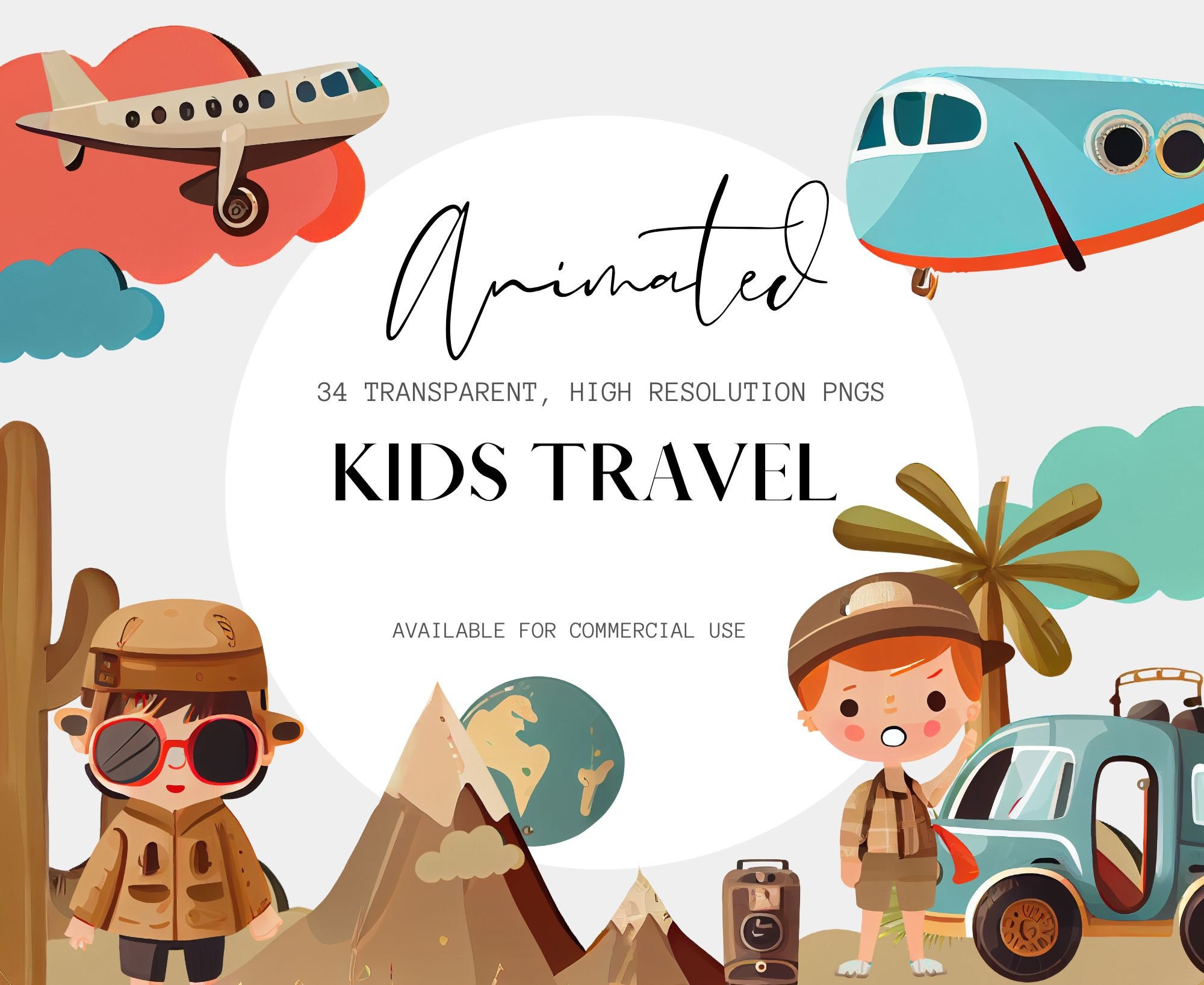Kids Travelling Andventures Animated Abstract Transparent PNG Clipart ...