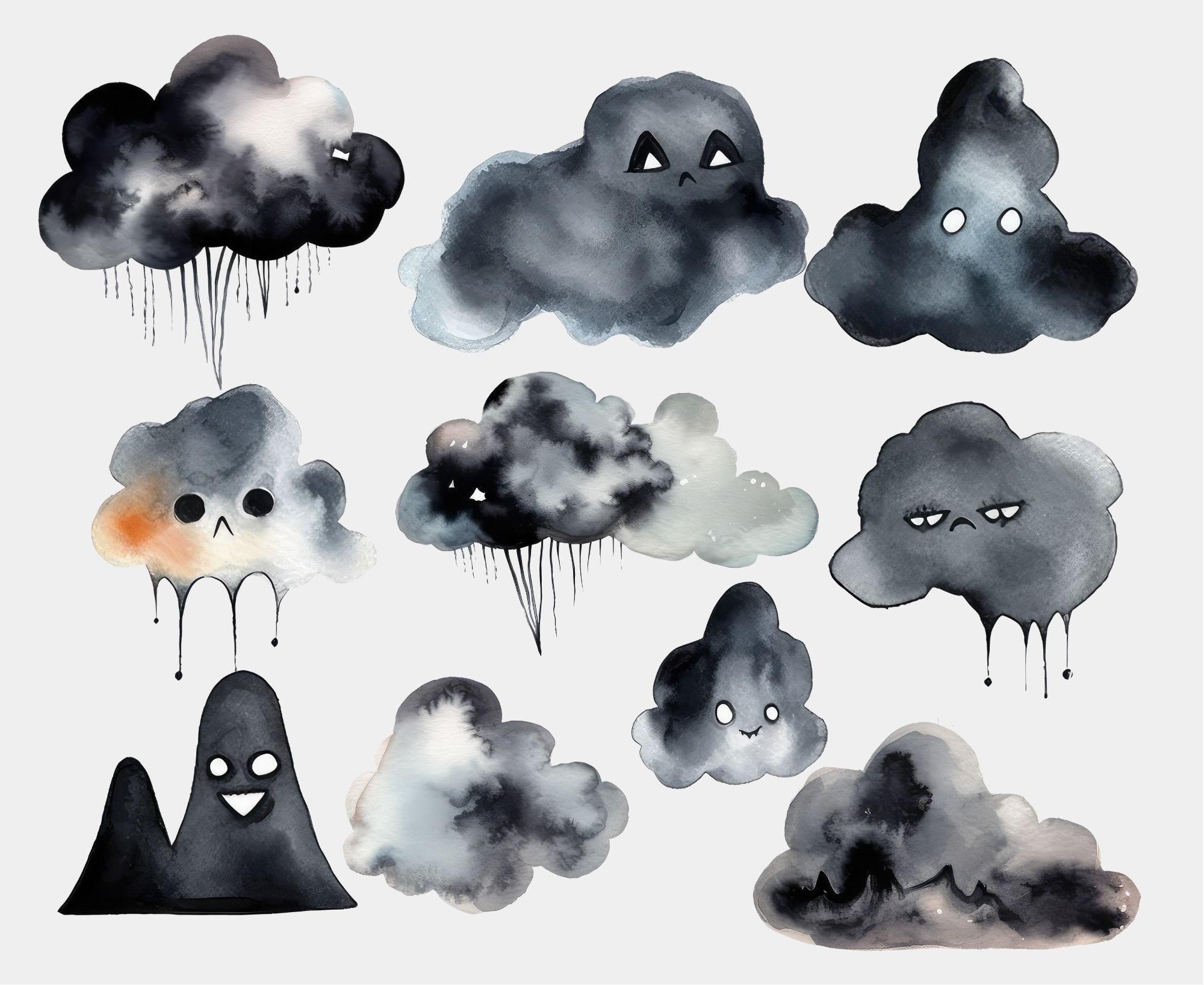 Ultimate Halloween Watercolor Clipart Bundle, 62 Transparent Pngs ...