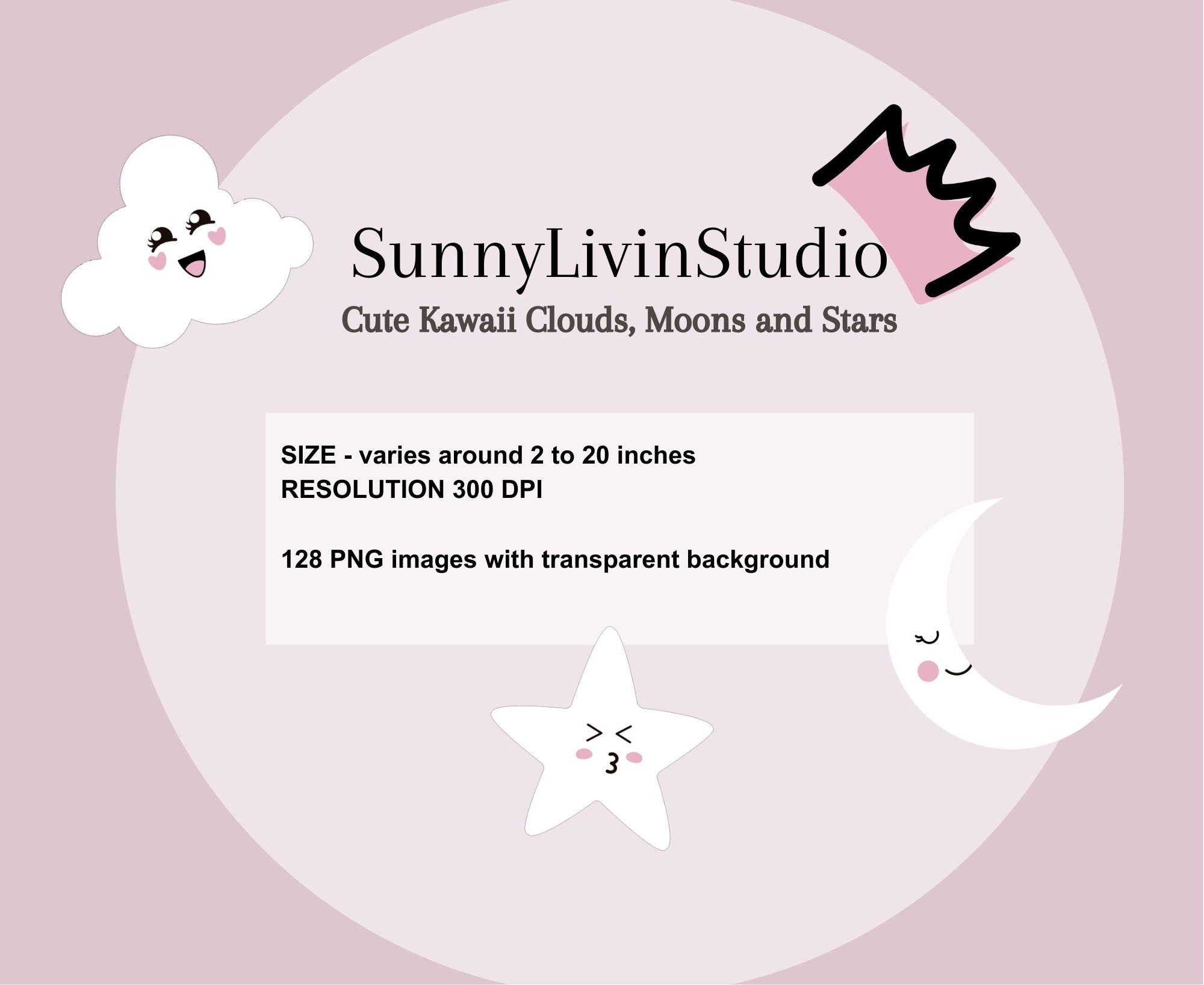 Cute Kawaii Theme Clouds Clipart With Transparent Background, 128 PNG ...