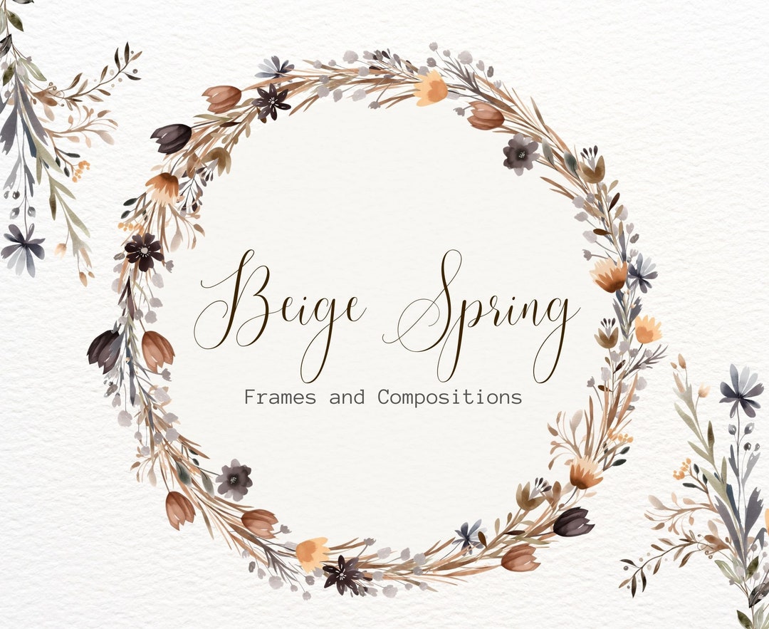 Rustic Spring Flowers Frames and Compositions Watercolor Clipart With ...