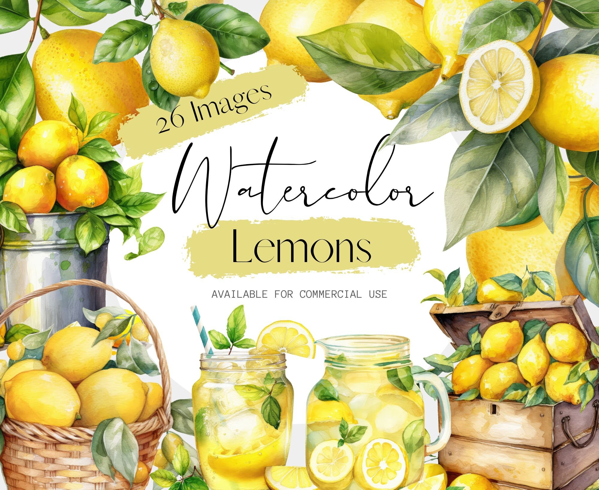 Lemons Watercolor Clipart Png, 26 Transparent Pngs, Summer Refreshments ...